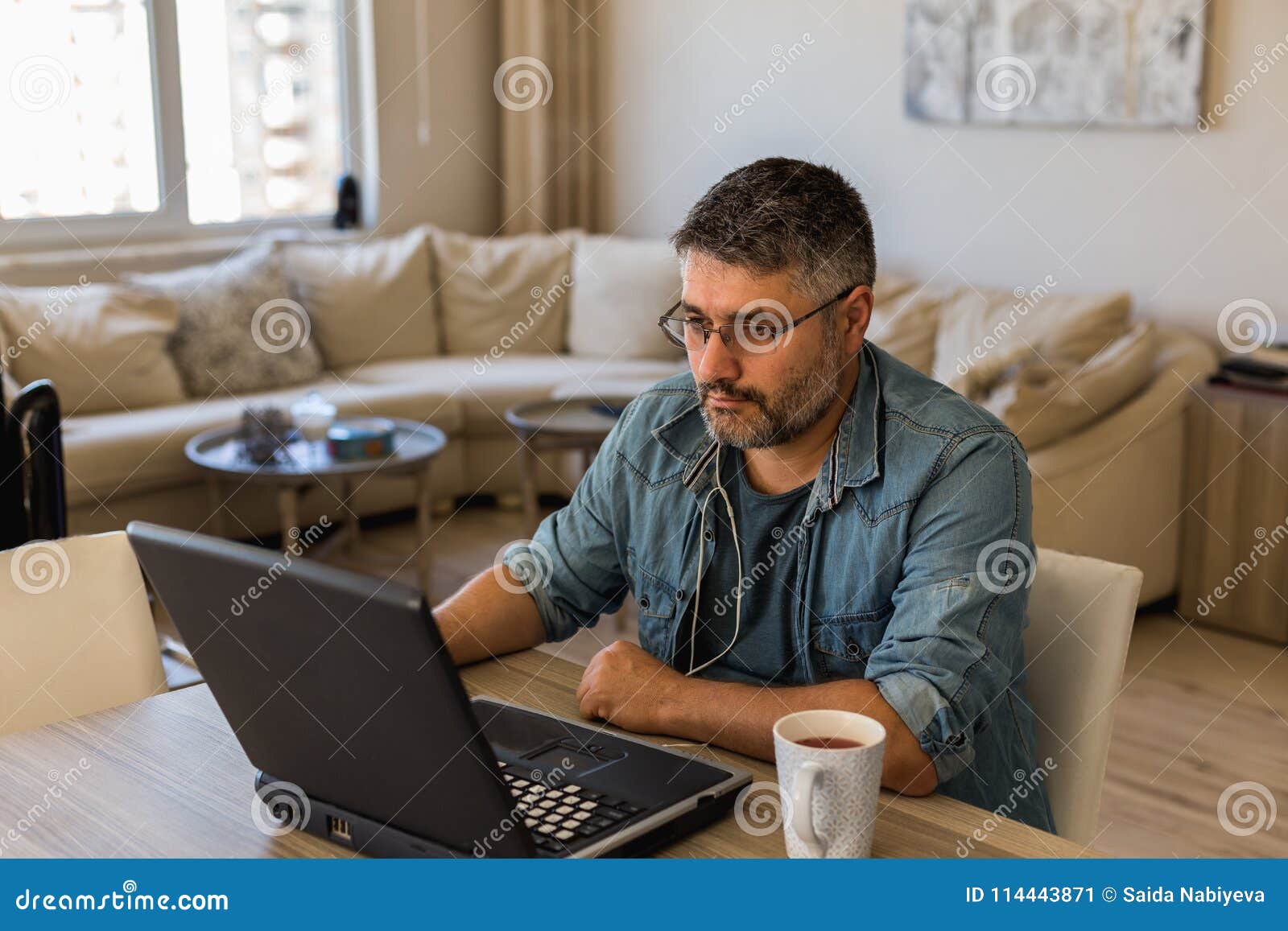 Home Office Concept. Freelancer Working Online from Home Office. Stock ...