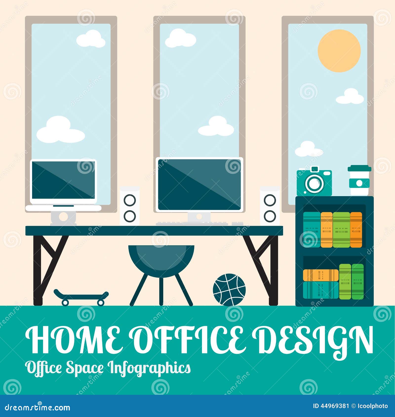 Home Office Design stock vector. Illustration of lifestyle - 44969381