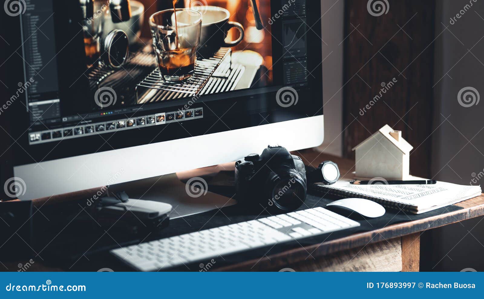 Home Office Desk,Computers and Cameras on the Desk Stock Image - Image ...