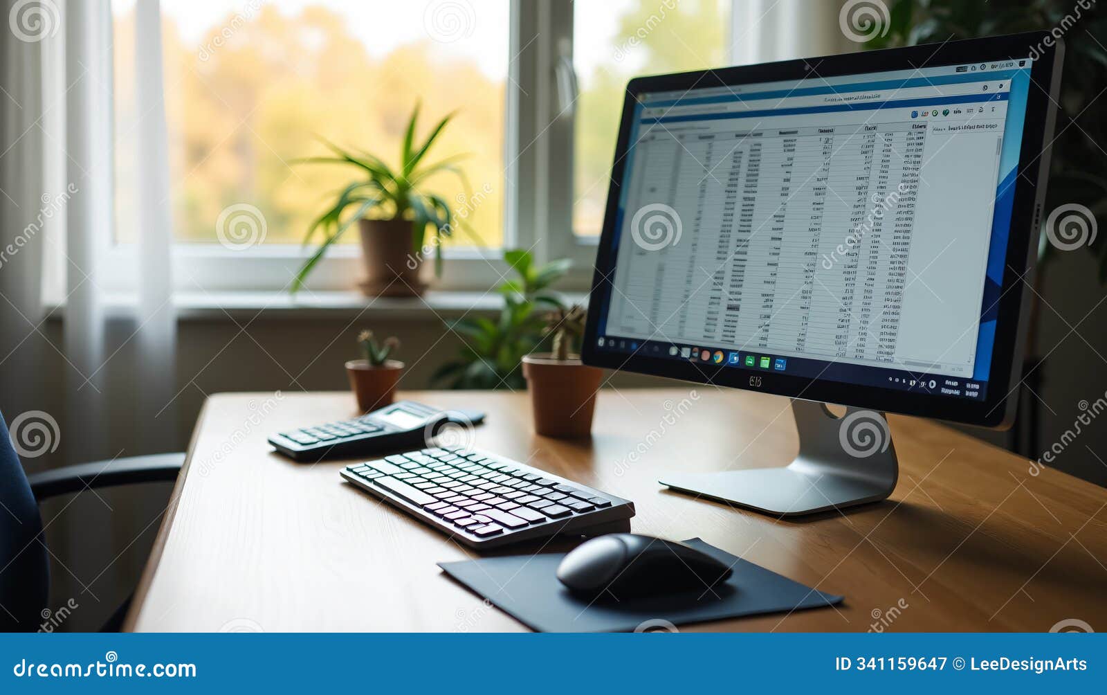 Home Office Desk for Data Analysis and Productivity Stock Illustration ...