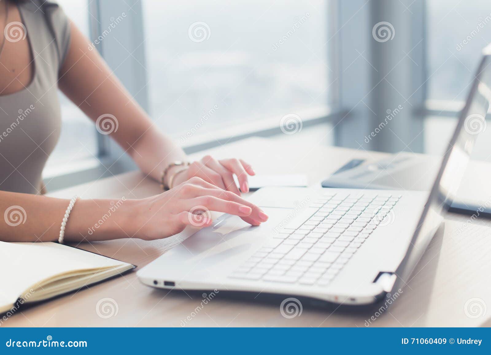 Home-office of a Distance Employed Female Freelancer, Typing Text ...