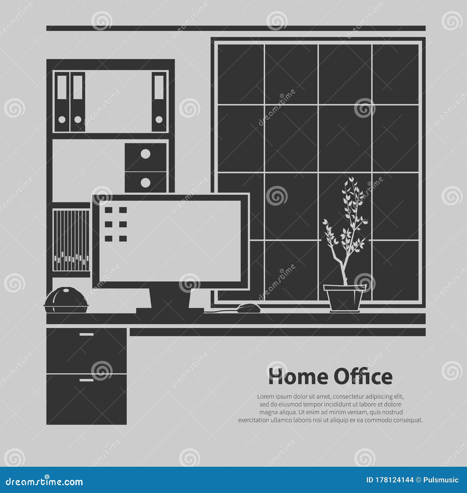 Home office interior stock vector. Illustration of room - 178124144