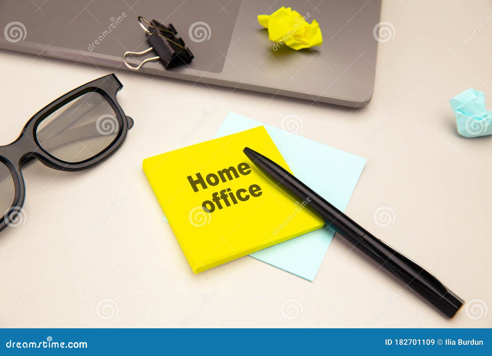 Home Office, Message on Yellow Sticky Note. Work from Home Concept ...