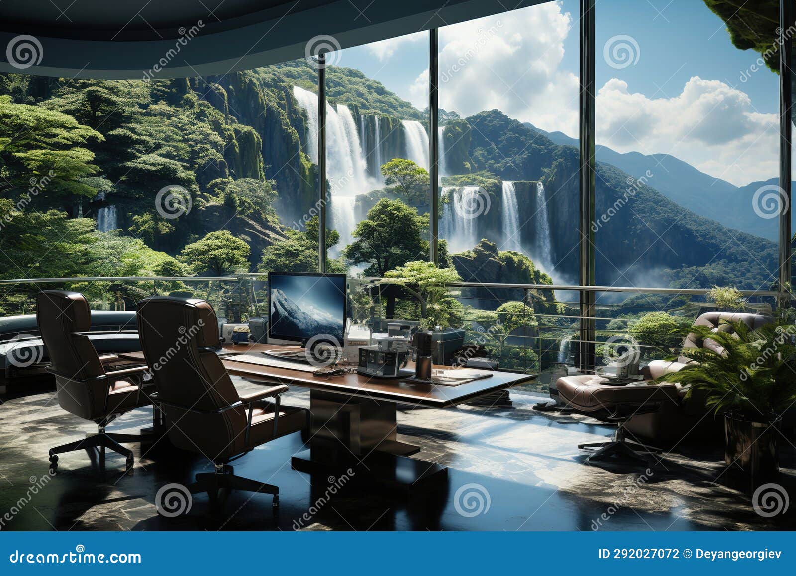 Home Office, Modern Workspace with a Computer Desk and Natural Light ...