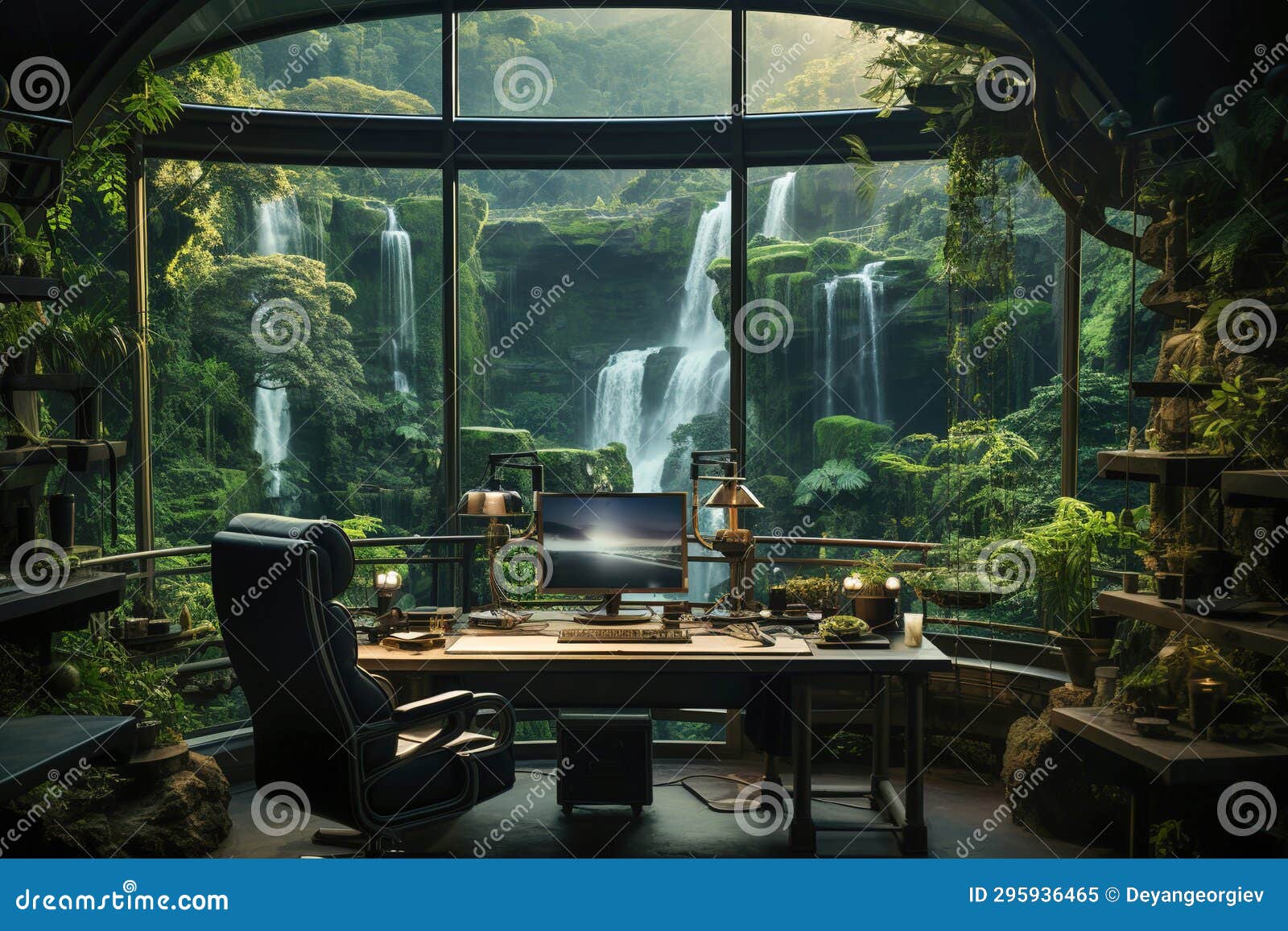 Home Office, Modern Workspace with a Computer Desk and Natural Light ...