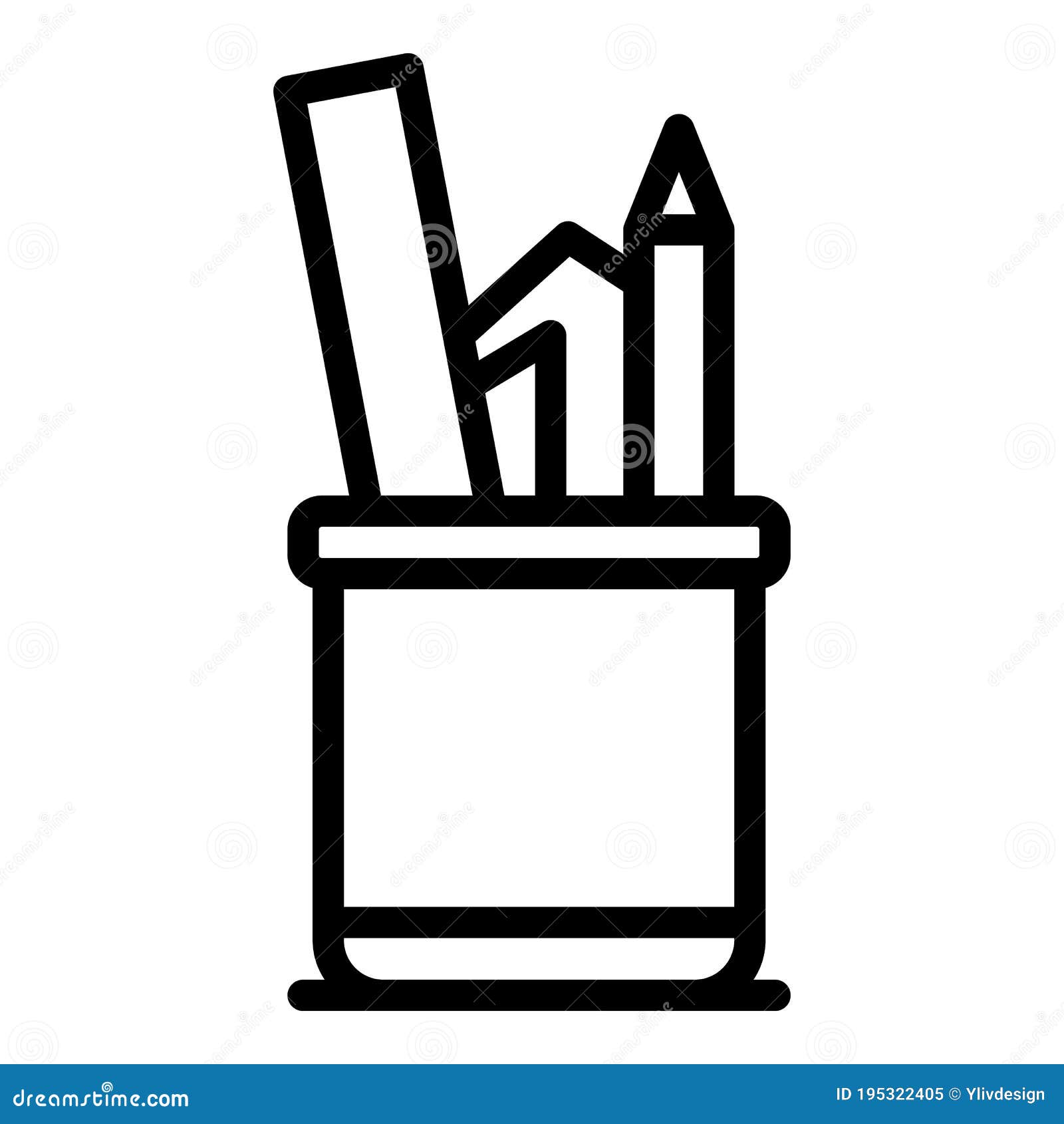 Home Office Pencils Pot Icon, Outline Style Stock Vector - Illustration ...