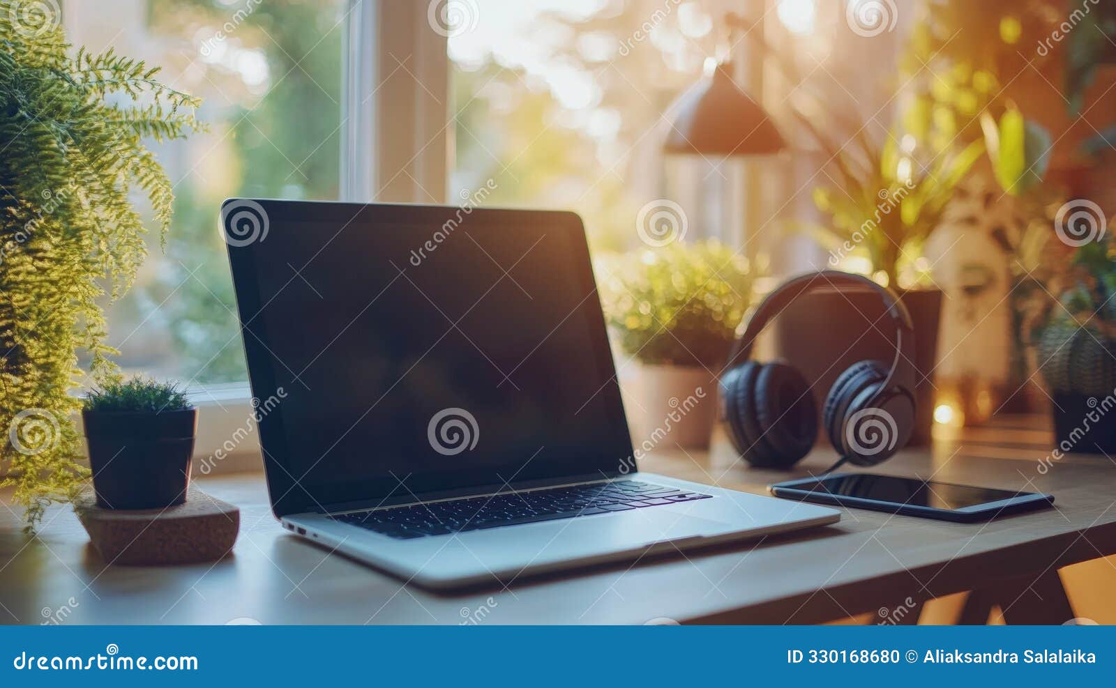 Home Office Setup, a Clean Desk Setup with Laptop, Tablet, and ...