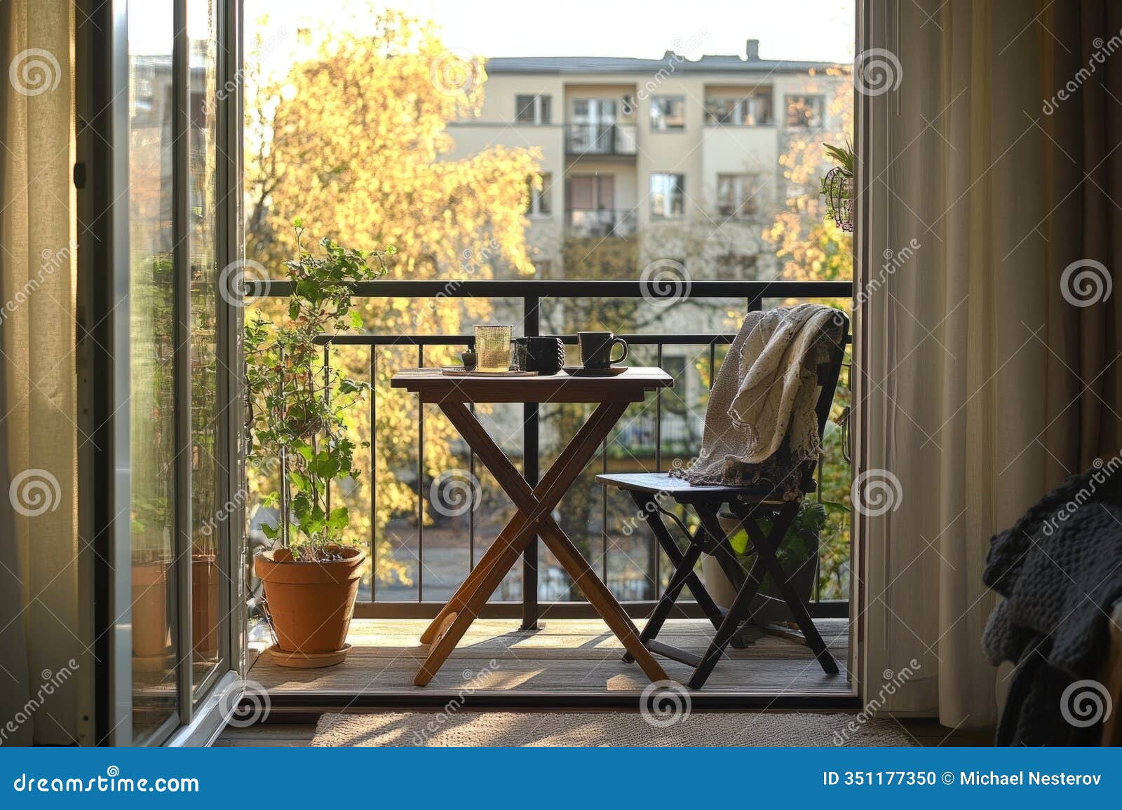 Home Office in a Small Balcony with Many Plants, Creating a Peaceful ...
