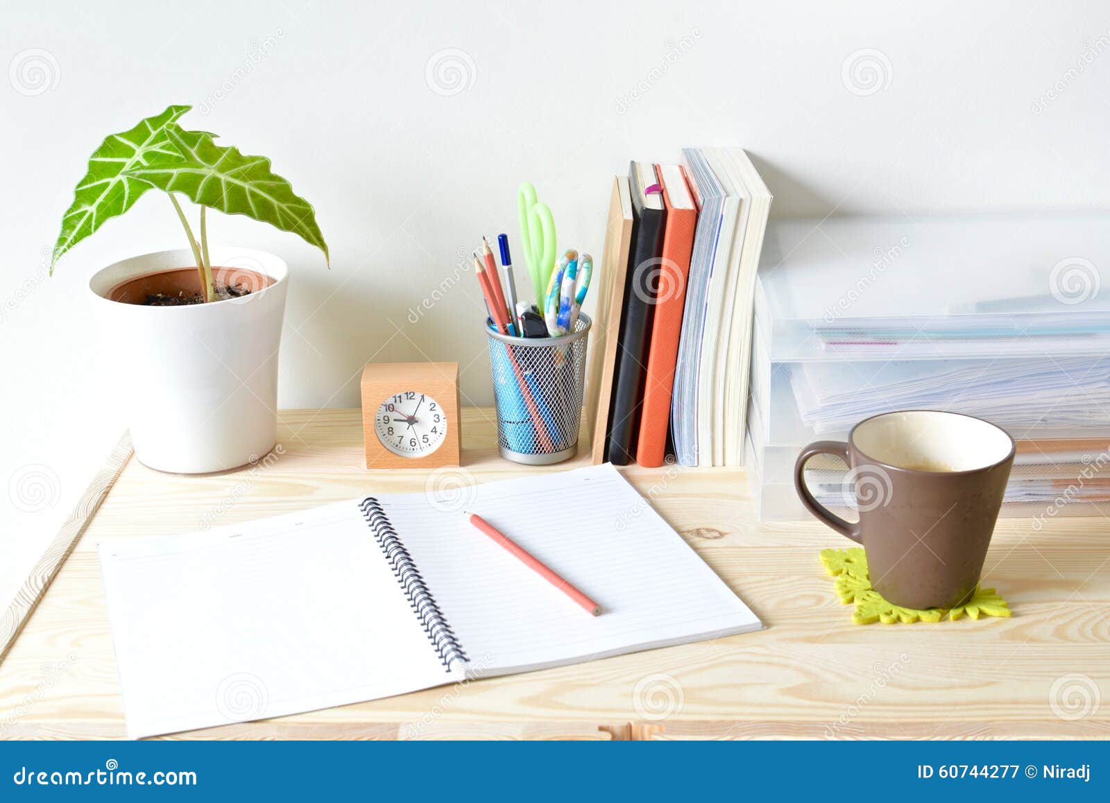 Home office table stock image. Image of binder, book - 60744277