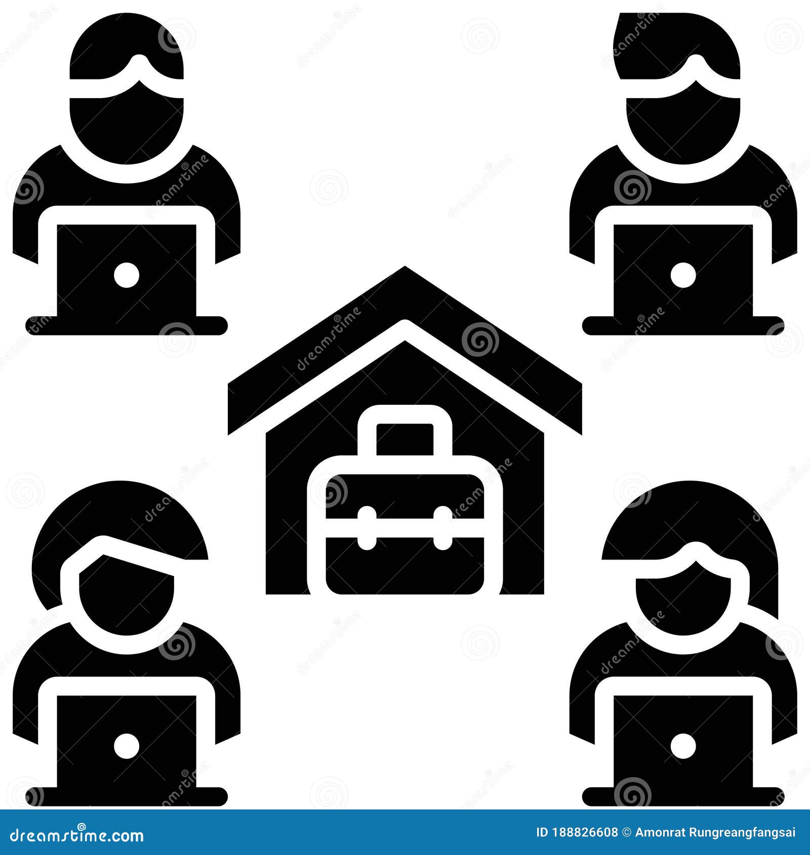 Home Office, Telecommuting or Remote Work Icon, Vector Illustration ...