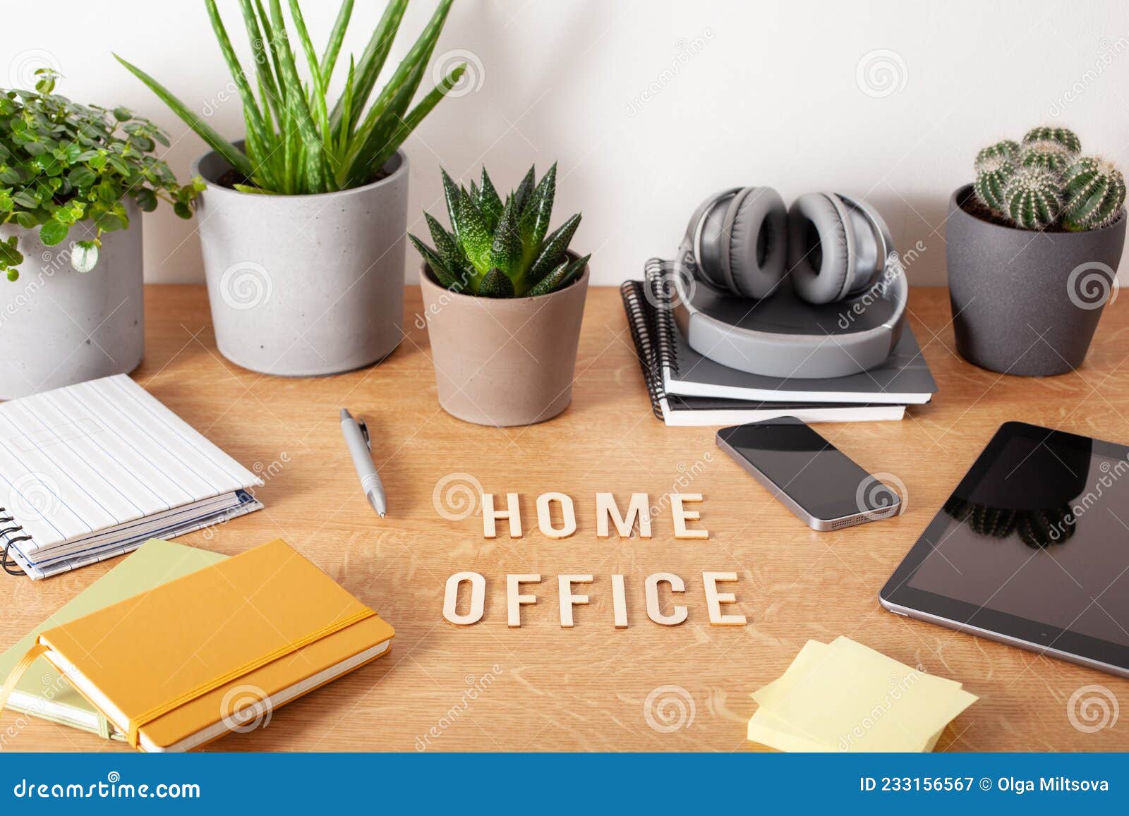 Home Office Text Desk with Tablet Computer Smartphone Notebook ...
