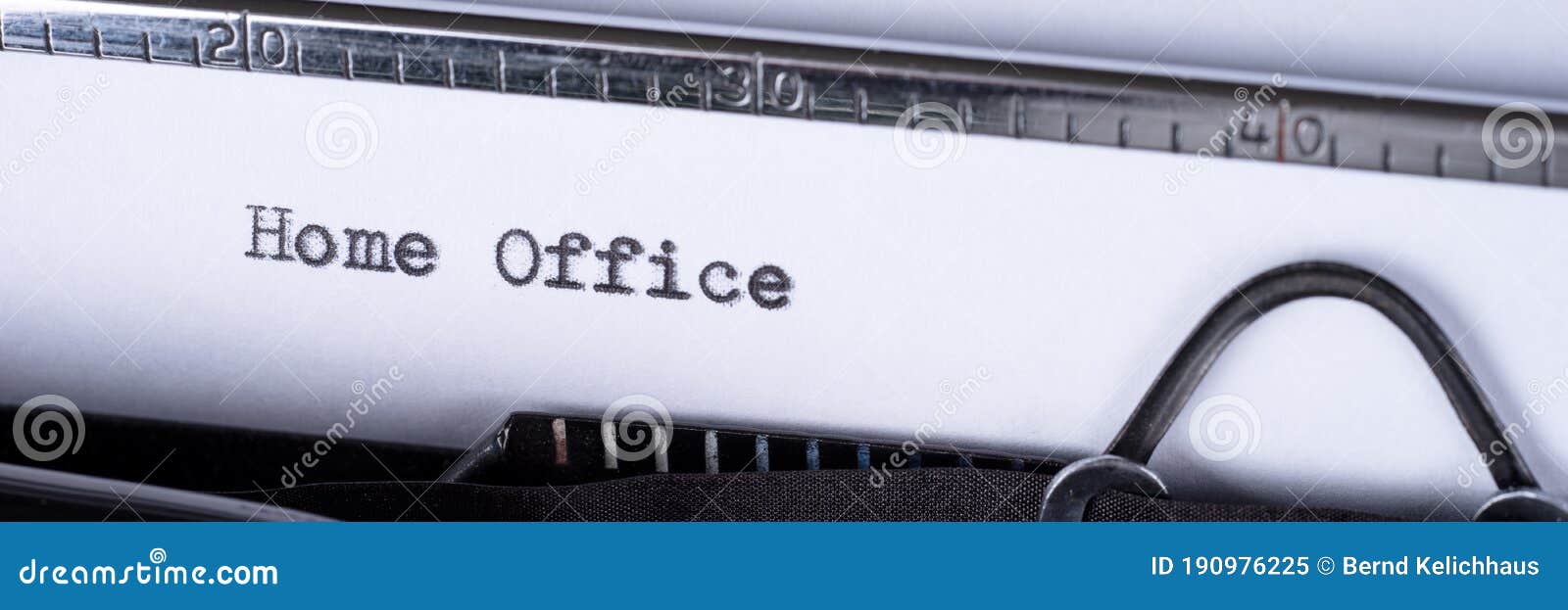 Home Office. Text Written with a Old Typewriter. Panorama Stock Image ...