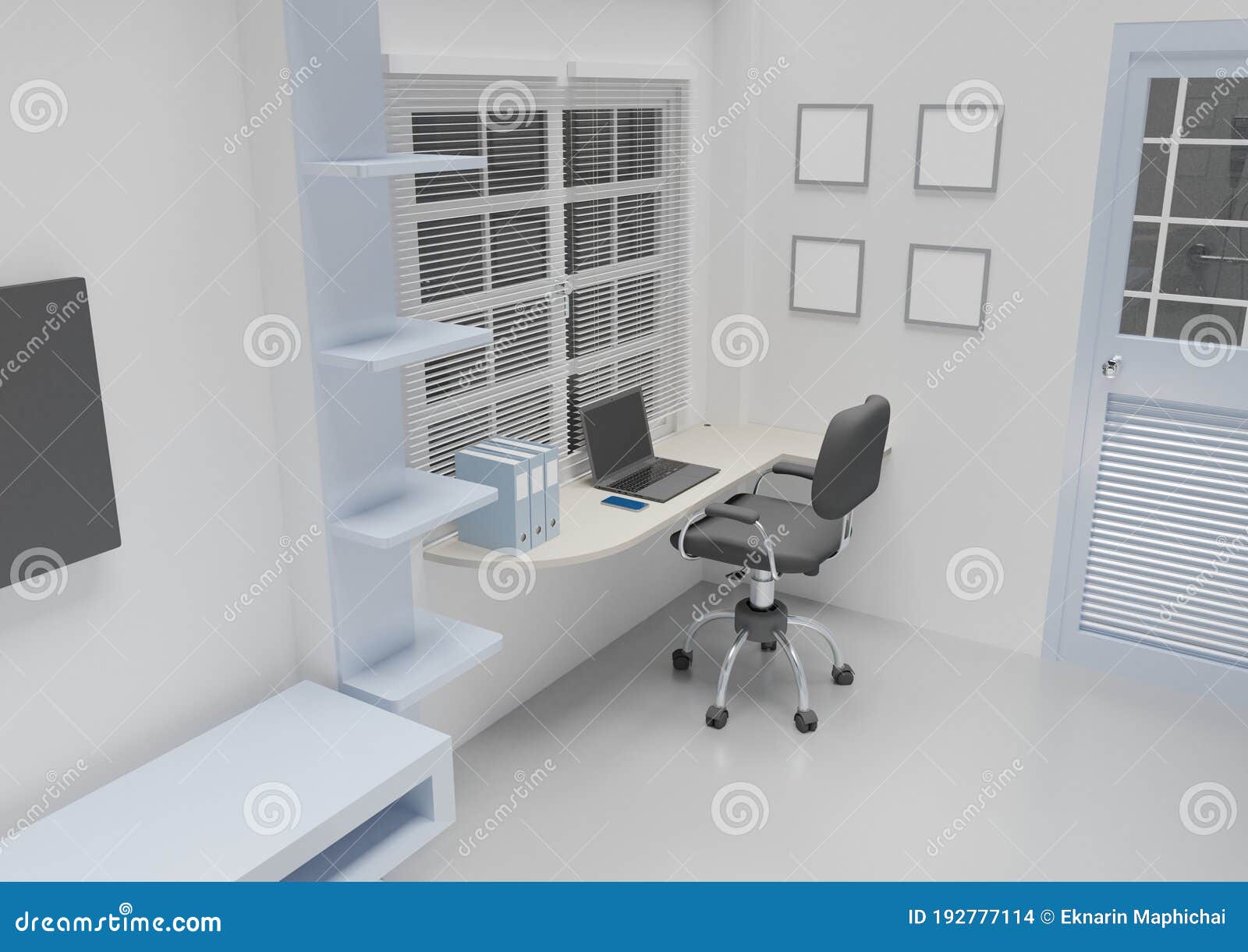 Home Office Working Corner Scene Stock Illustration - Illustration of ...