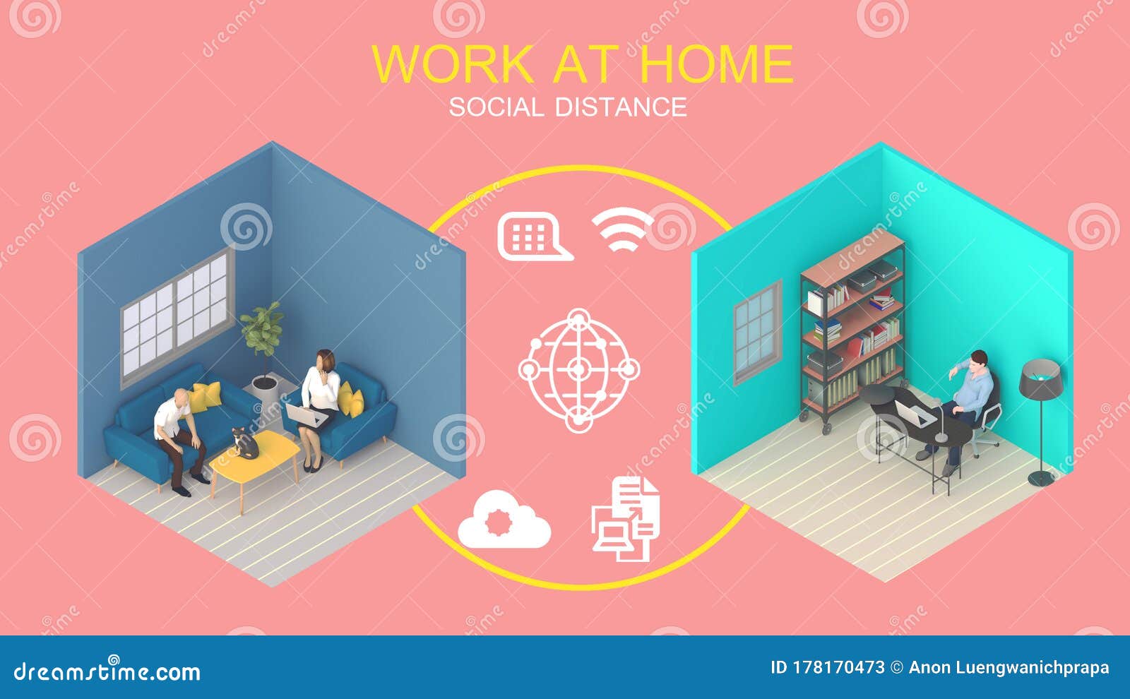Home Office Workplace Mess Concept with Laptop Mockup and Other Objects ...