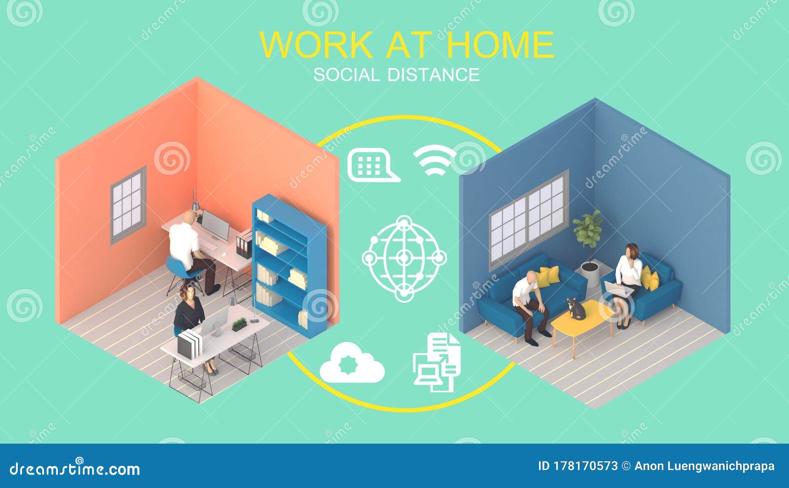 Home Office Workplace Mess Concept with Laptop Mockup and Other Objects ...