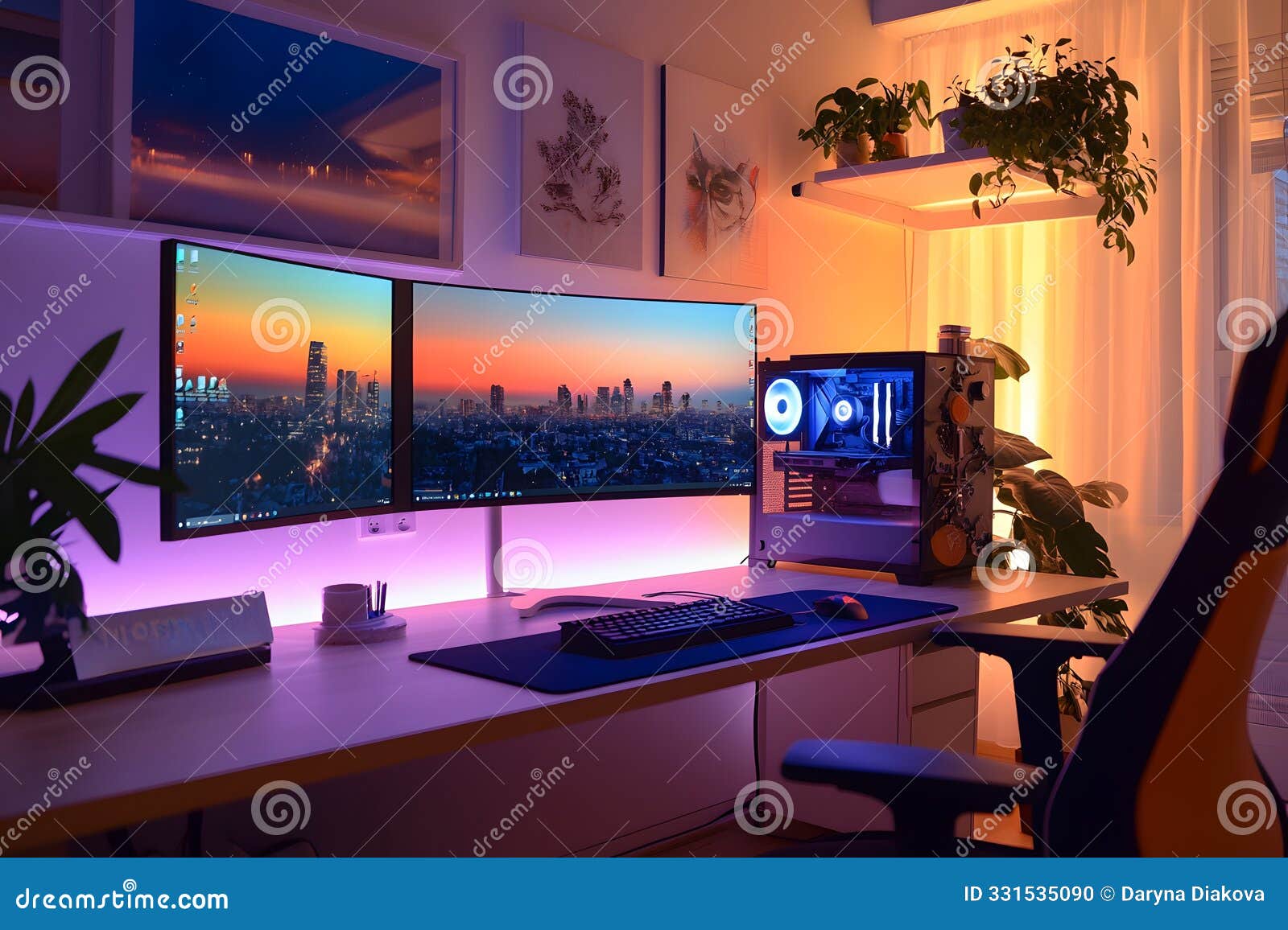 Home Offices, Modern Productive Systems, Remote Working Style Stock ...