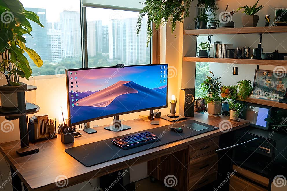 Home Offices, Modern Productive Systems, Remote Working Style Stock ...