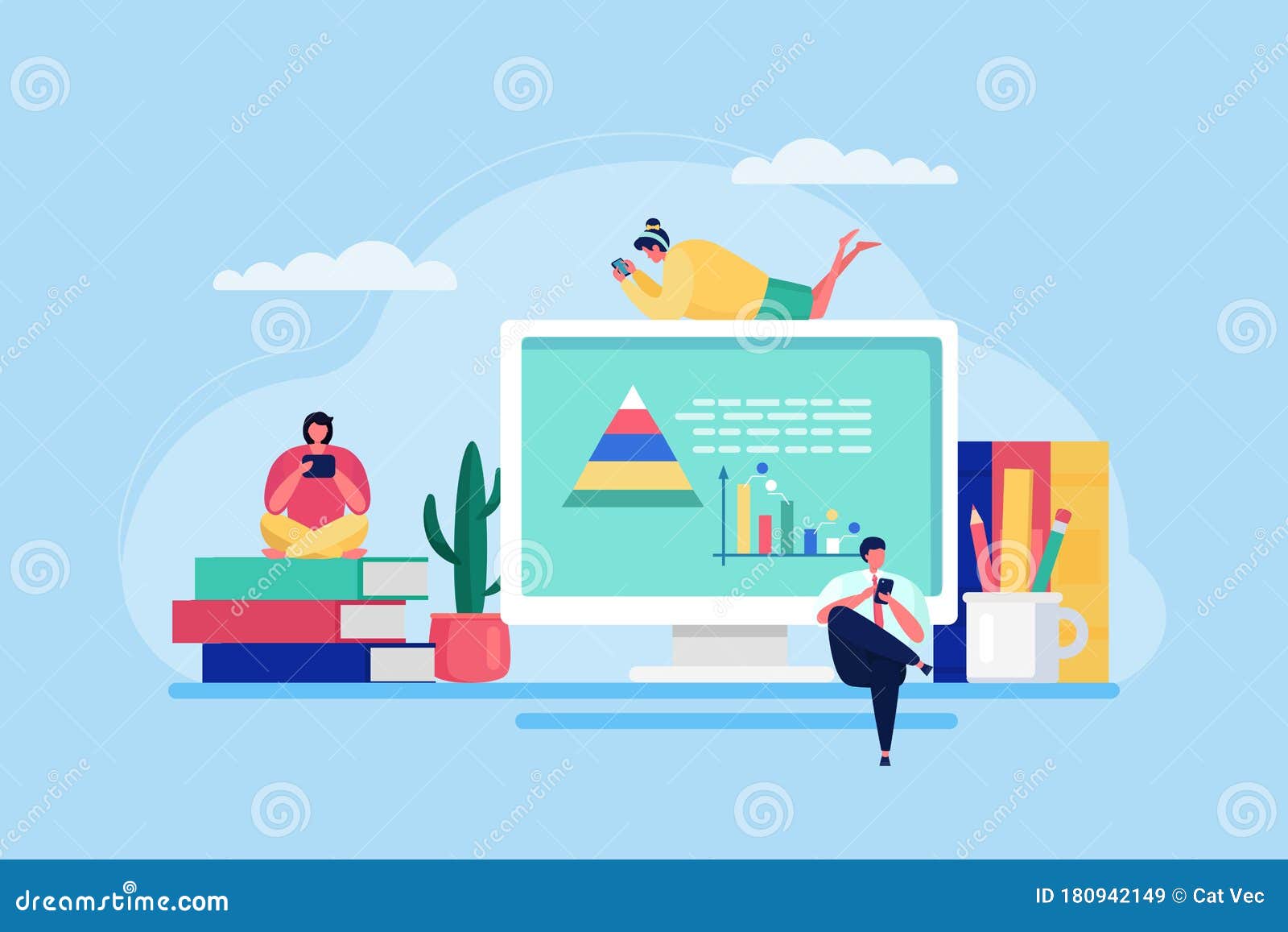 Home Online Education, Training Vector Illustration. Internet Studying ...
