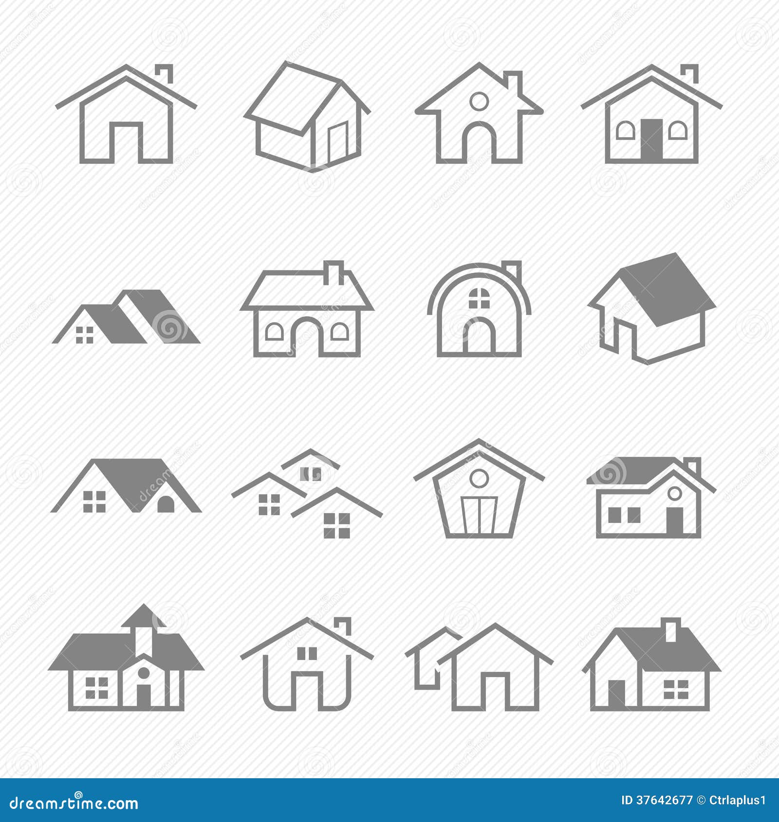 Home Outline Stroke Symbol Icons Stock Vector - Illustration of real ...