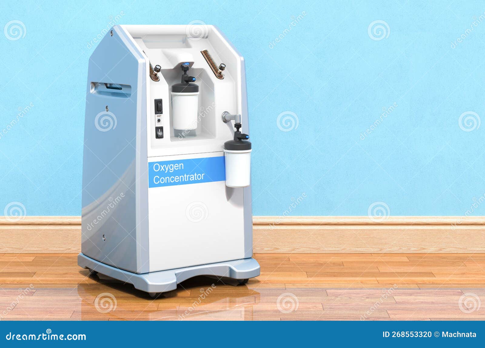 Home Oxygen Concentrator in Room Near Wall, 3D Rendering Stock ...