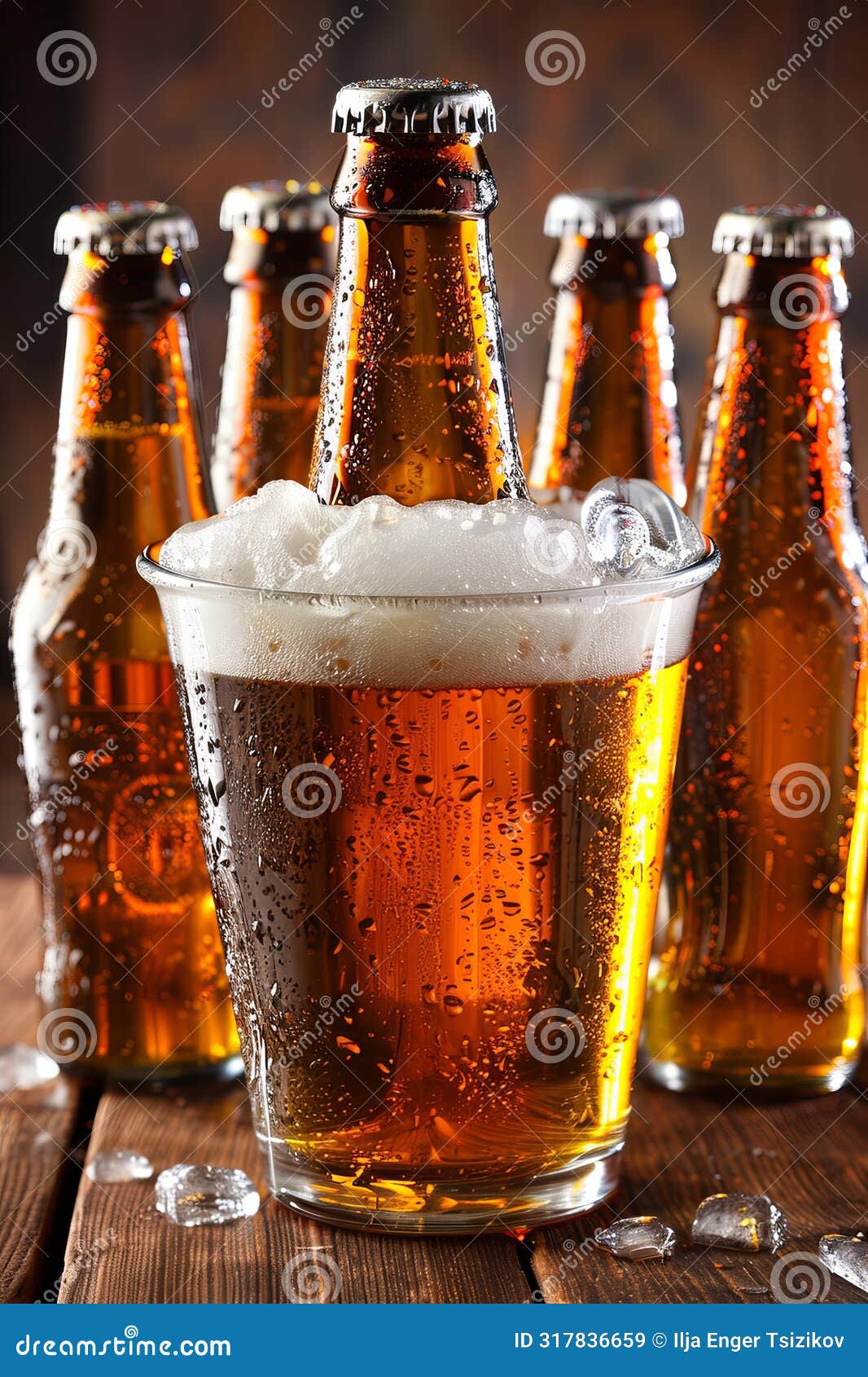 Home Party With Chilled Beer Bottles, Ice, And Refreshing Drinks, Copy ...