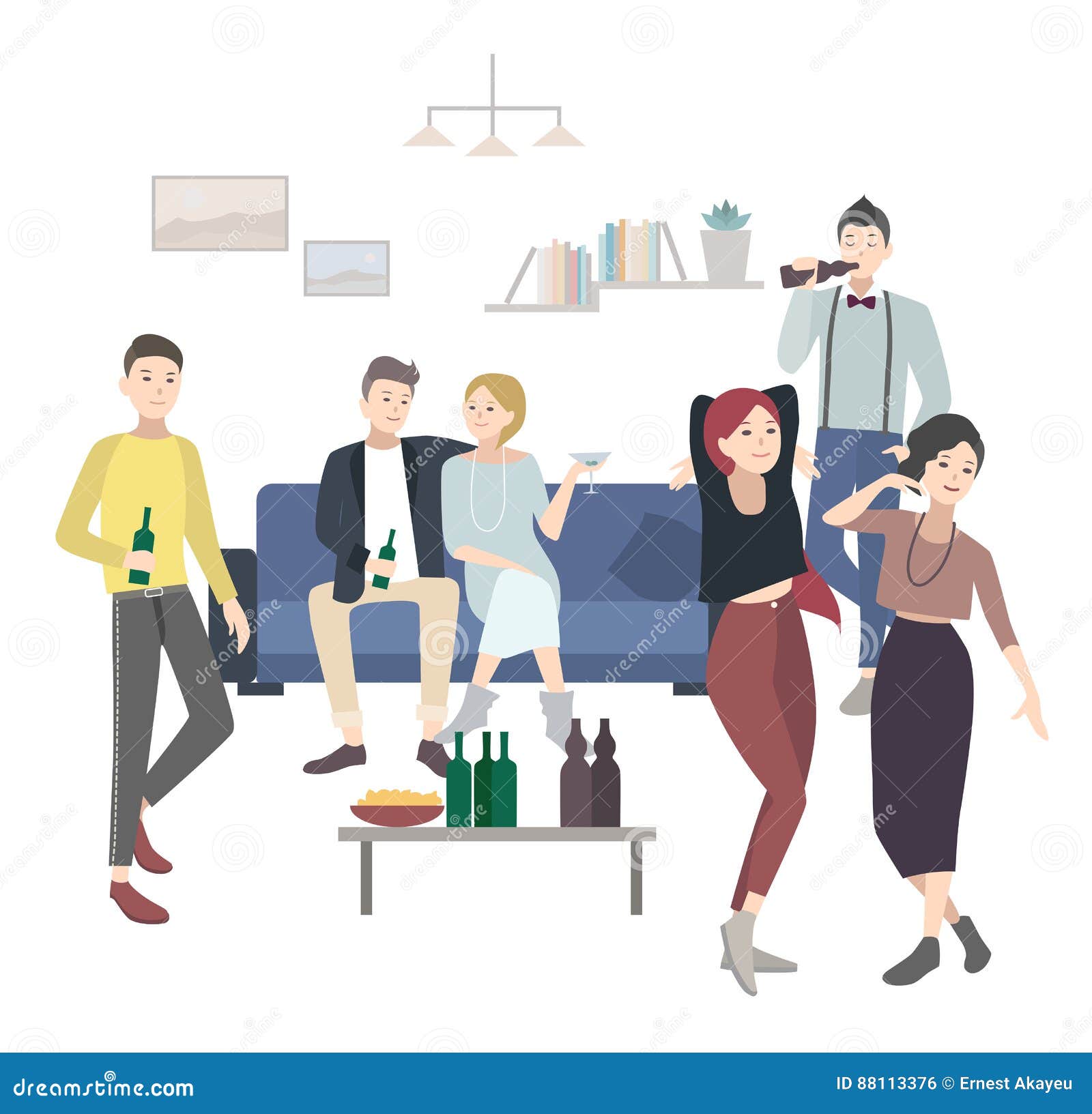 Home Party Concept Of Cartoon Landing Pages Template With People ...