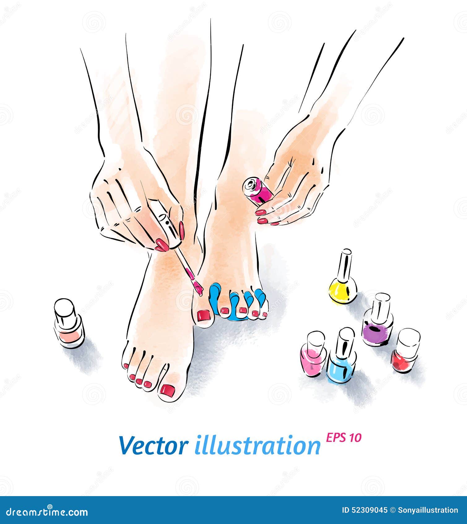 Home pedicure stock vector. Illustration of healthy, color - 52309045