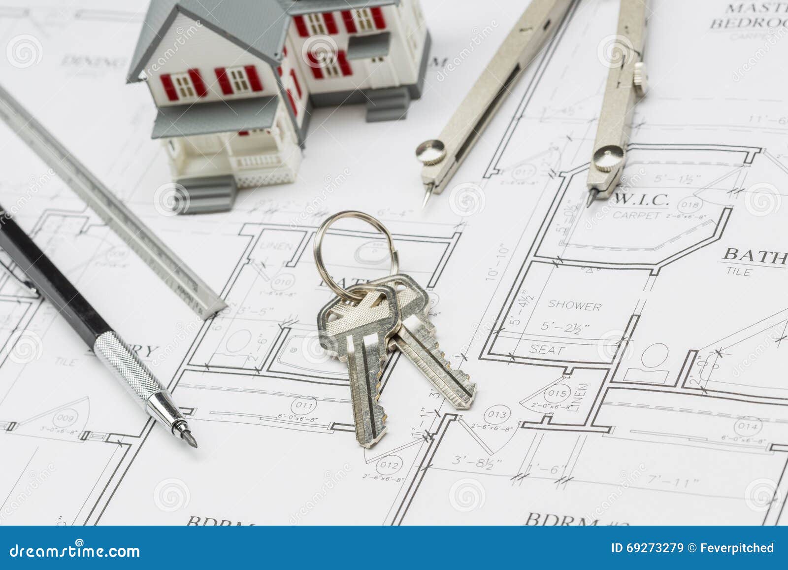 A Compass On The Top Of The Residence Floorplan Royalty-Free Stock ...