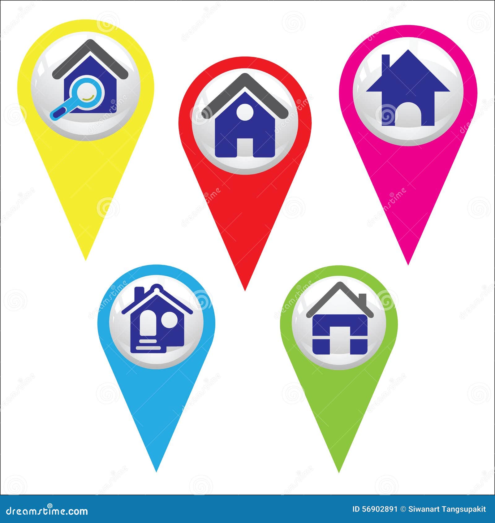 Home Pin Icon Colorful Vector Stock Vector - Illustration of home ...