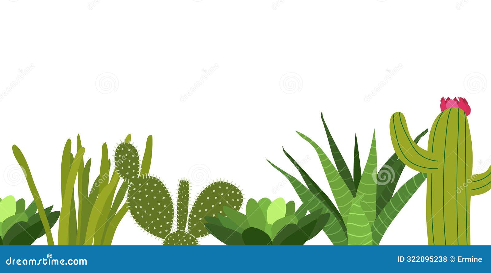 Home Plants Border with Cactus Stock Vector - Illustration of spring ...