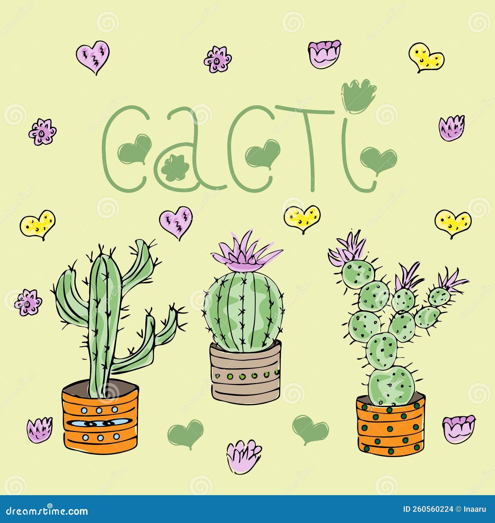Home plants - cute cacti stock vector. Illustration of home - 260560224