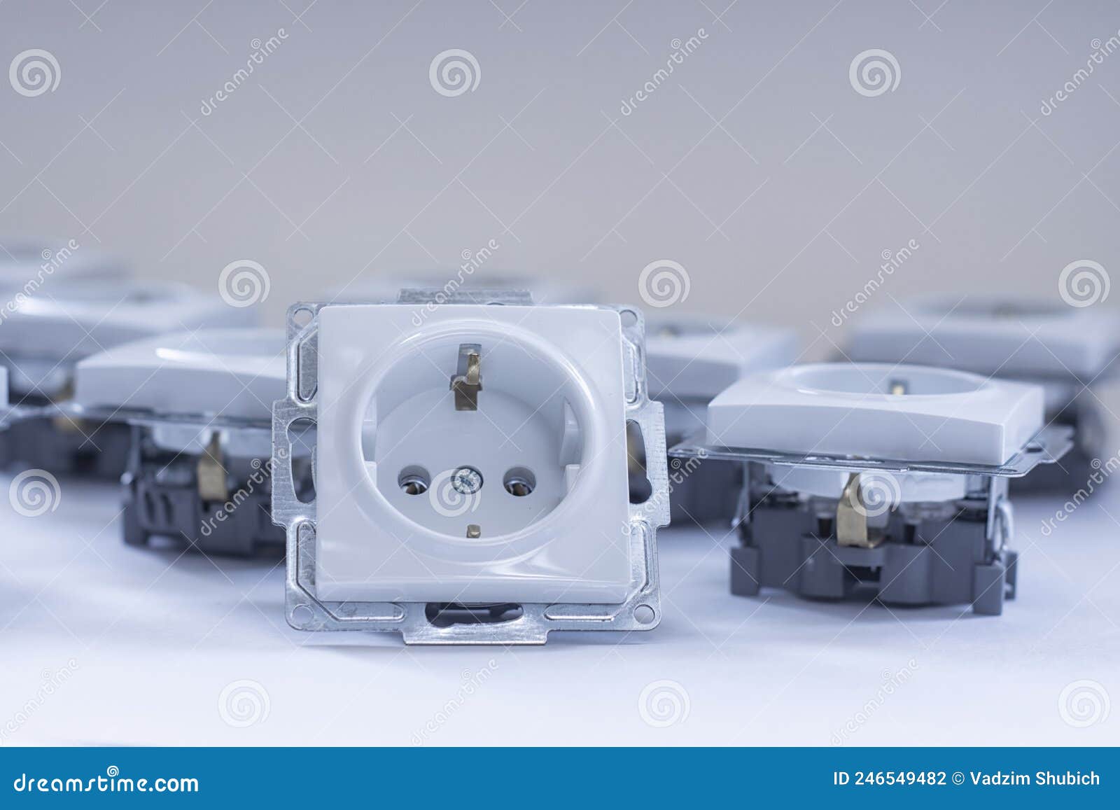 Home Plastic Sockets for Electricity on a White Background Stock Photo ...
