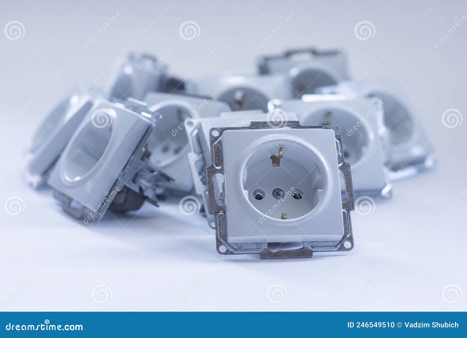 Home Plastic Sockets for Electricity on a White Background Stock Photo ...