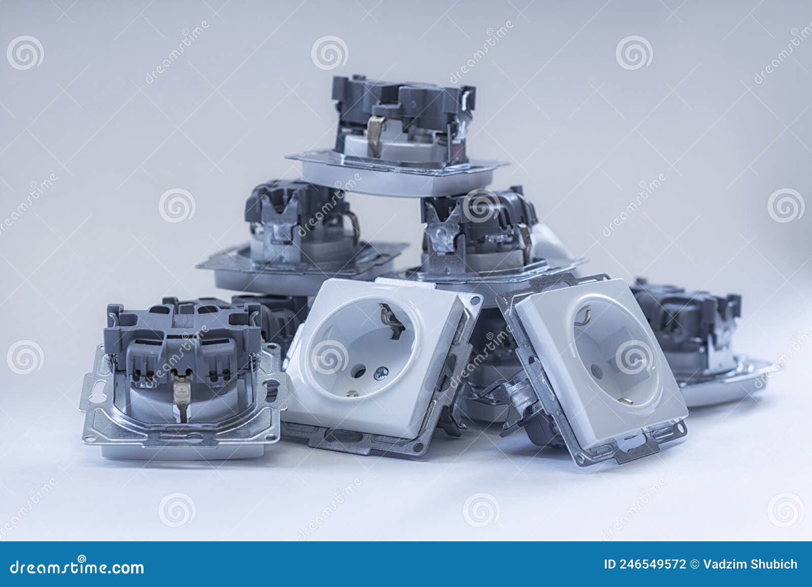 Home Plastic Sockets for Electricity on a White Background Stock Photo ...