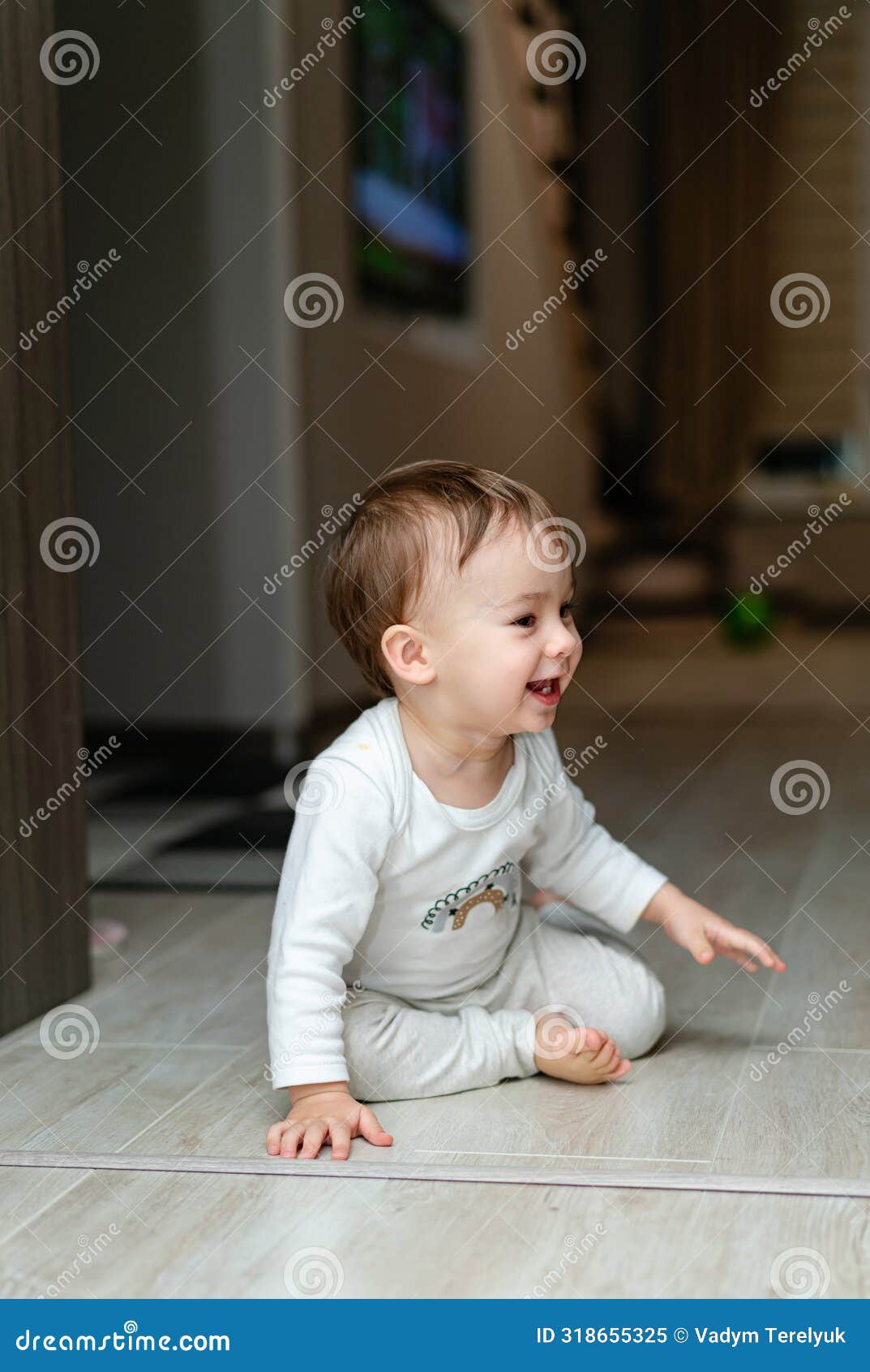 Home Playing Small Baby. Indoor Child Floor Play Stock Image - Image of ...