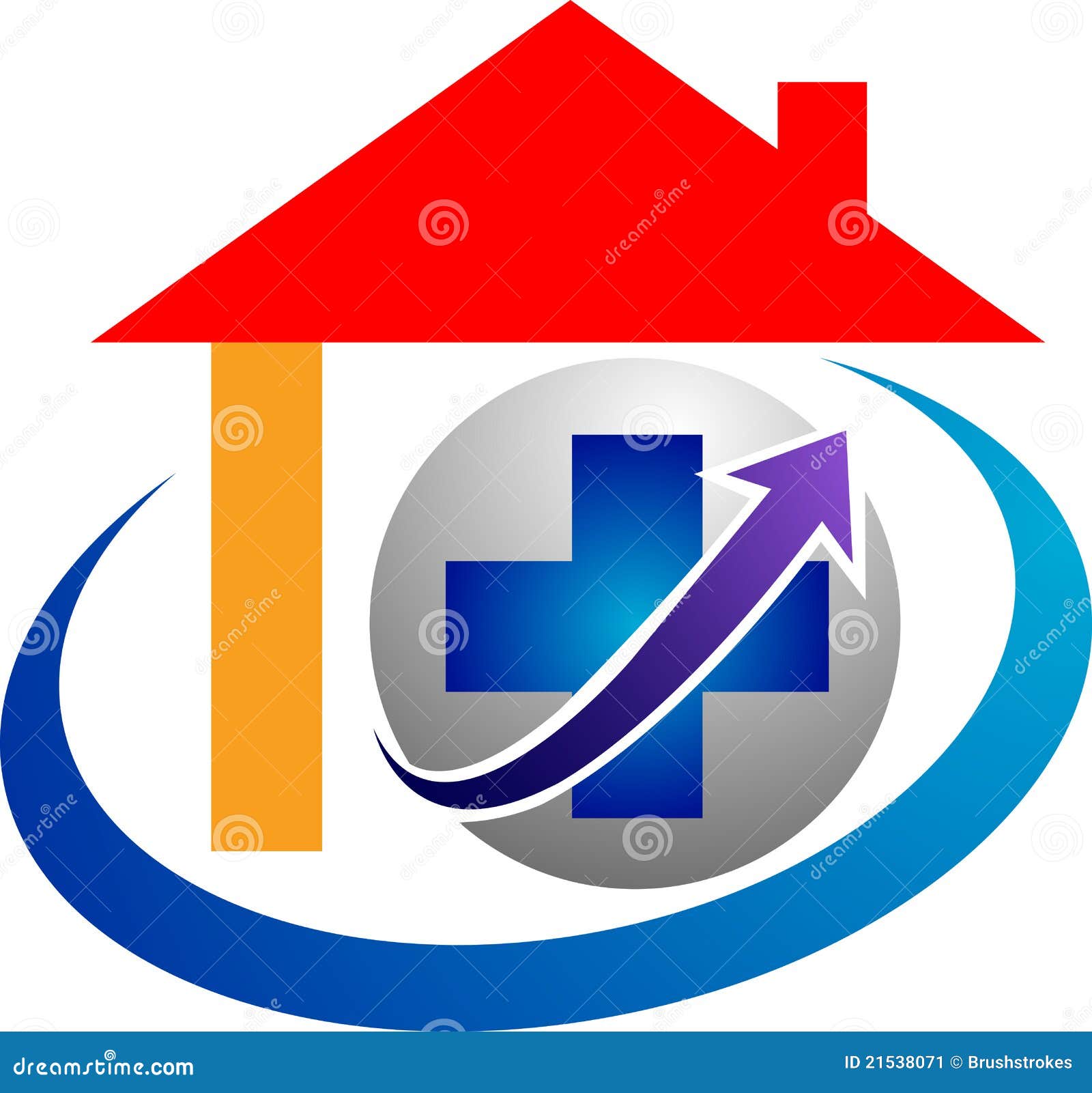 Home plus logo stock illustration. Illustration of blue - 21538071