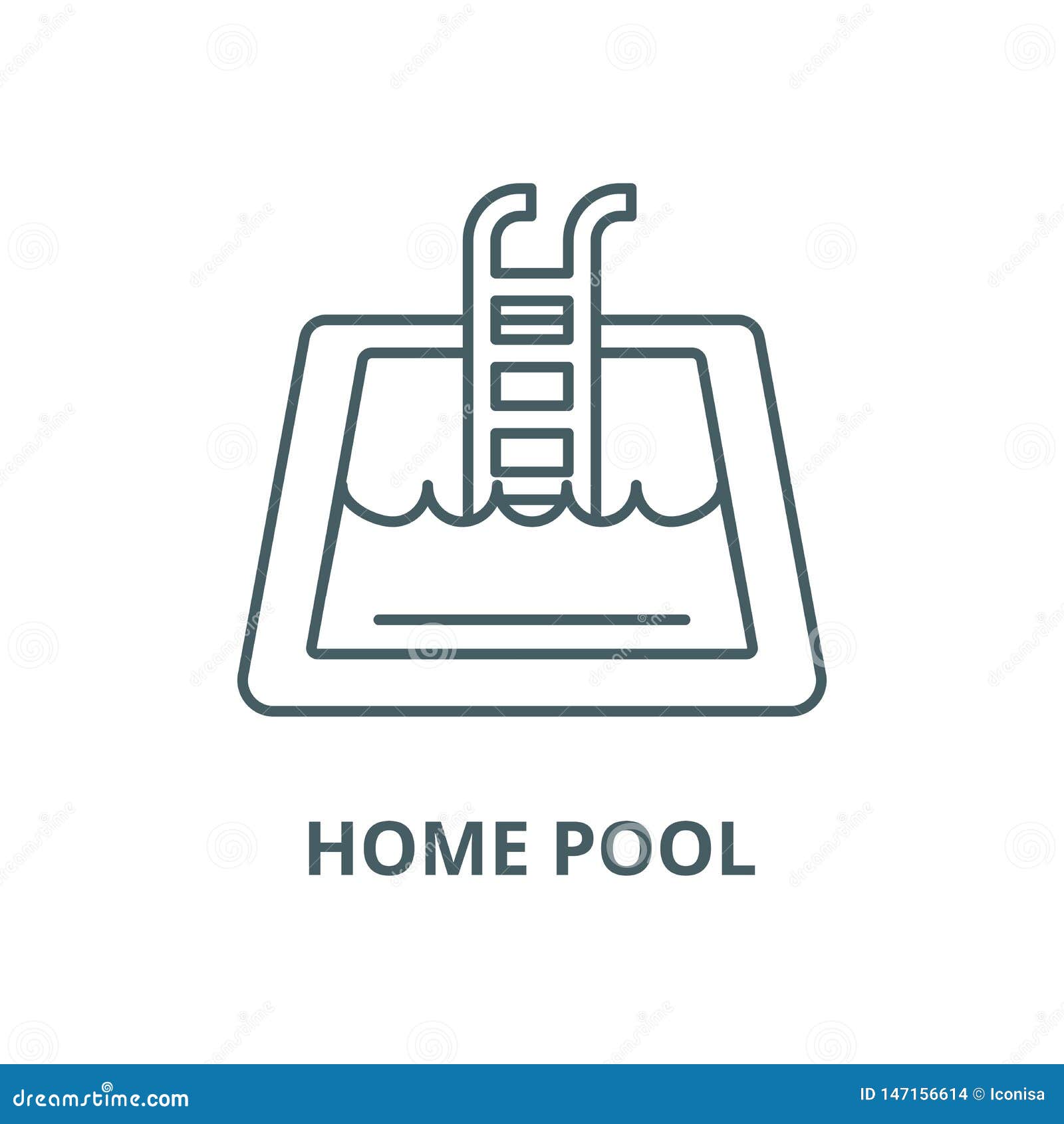 Home Pool Vector Line Icon, Linear Concept, Outline Sign, Symbol Stock ...