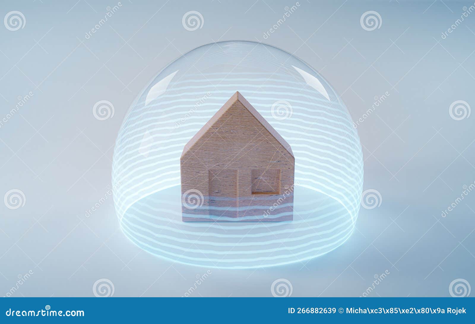 A Home Protected by a Force Field. Home Insurance Symbol Stock ...