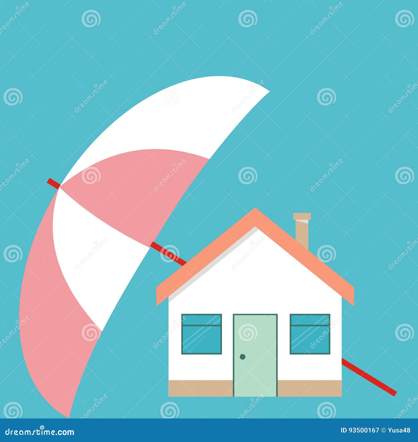Home Protection Plan Concept. Vector Illustration in Flat Design Stock ...
