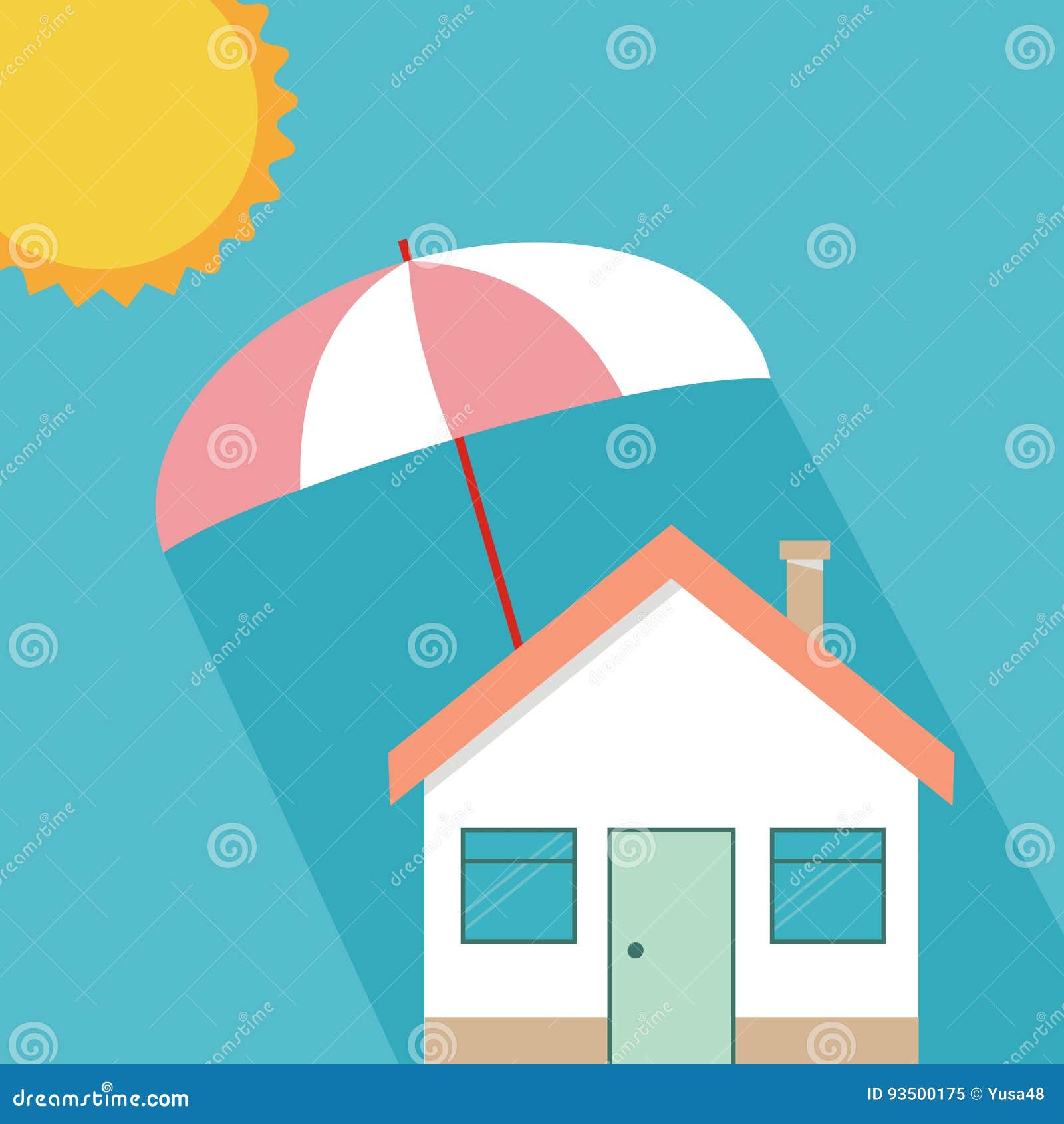 Home Protection Plan Concept. Vector Illustration in Flat Design Stock ...