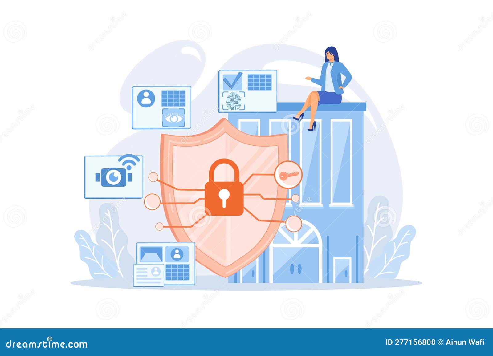 Surveillance. House Security. Monitoring Cartoon Vector | CartoonDealer ...
