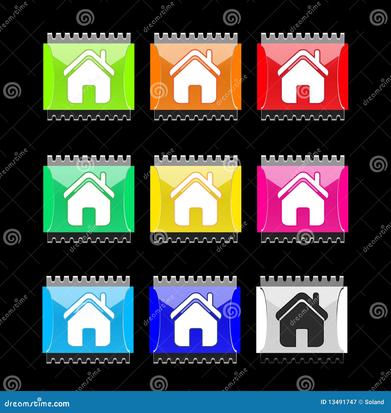 Home rectangular buttons stock vector. Illustration of icon - 13491747