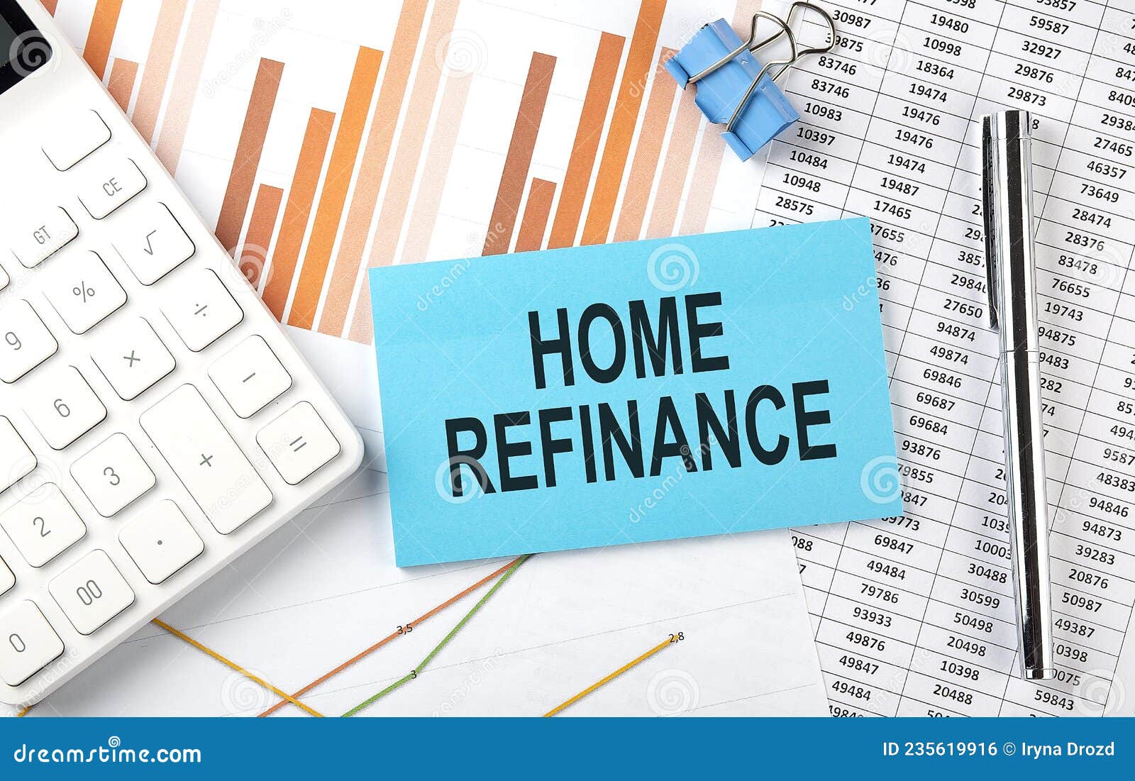 HOME REFINANCE Text on the Sticker on Diagram Background Stock Photo ...