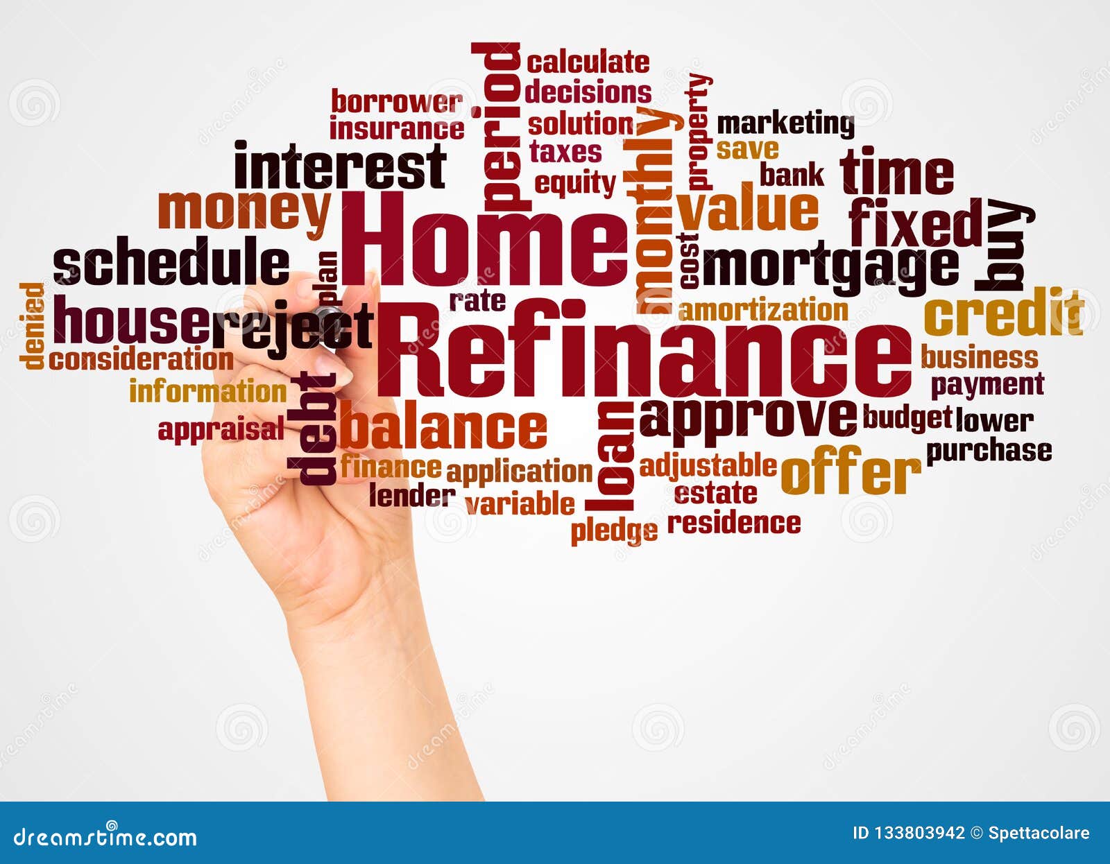 Home Refinance Word Cloud and Hand with Marker Concept Stock ...