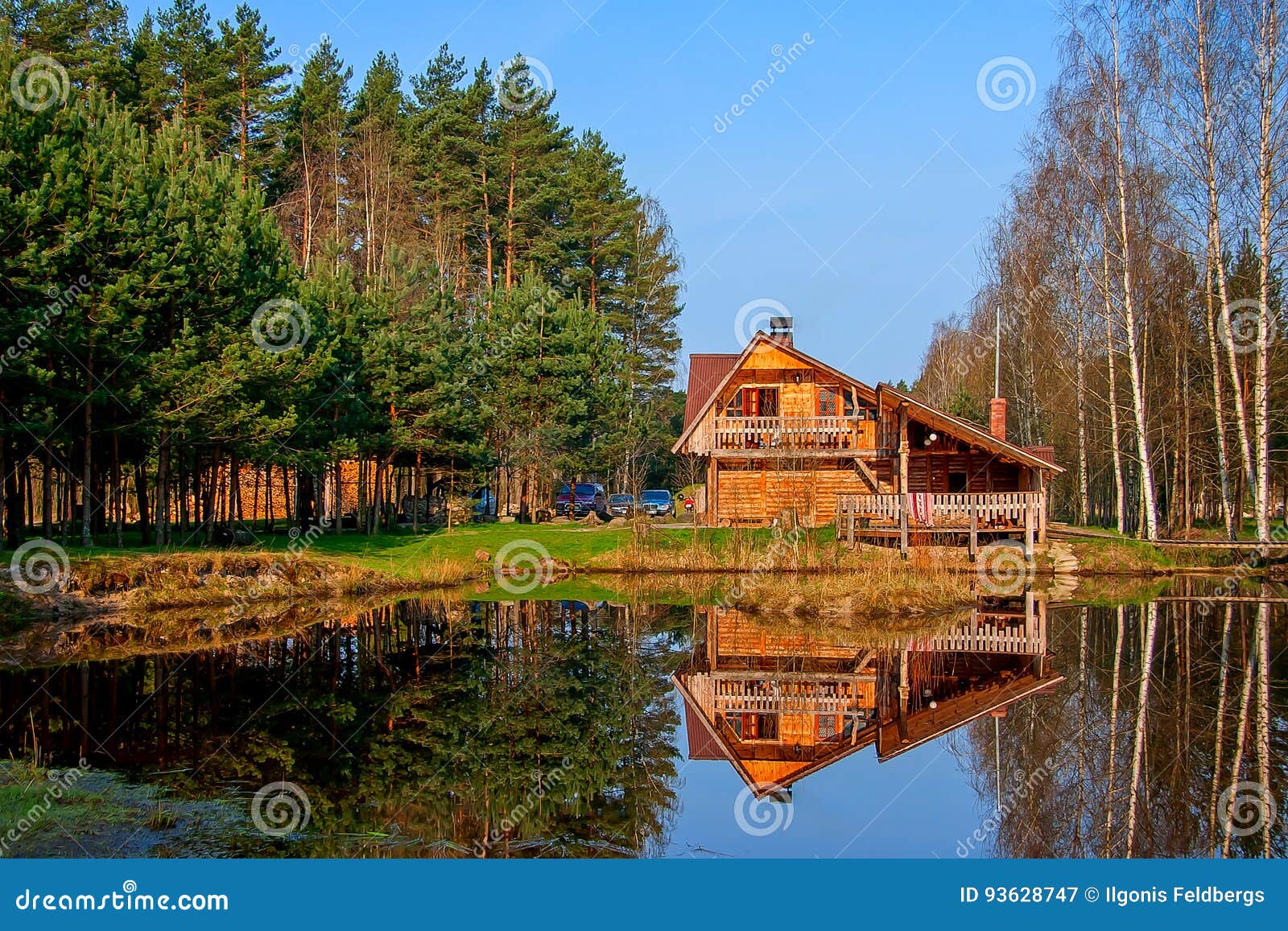 Home reflection in lake stock image. Image of nature - 93628747