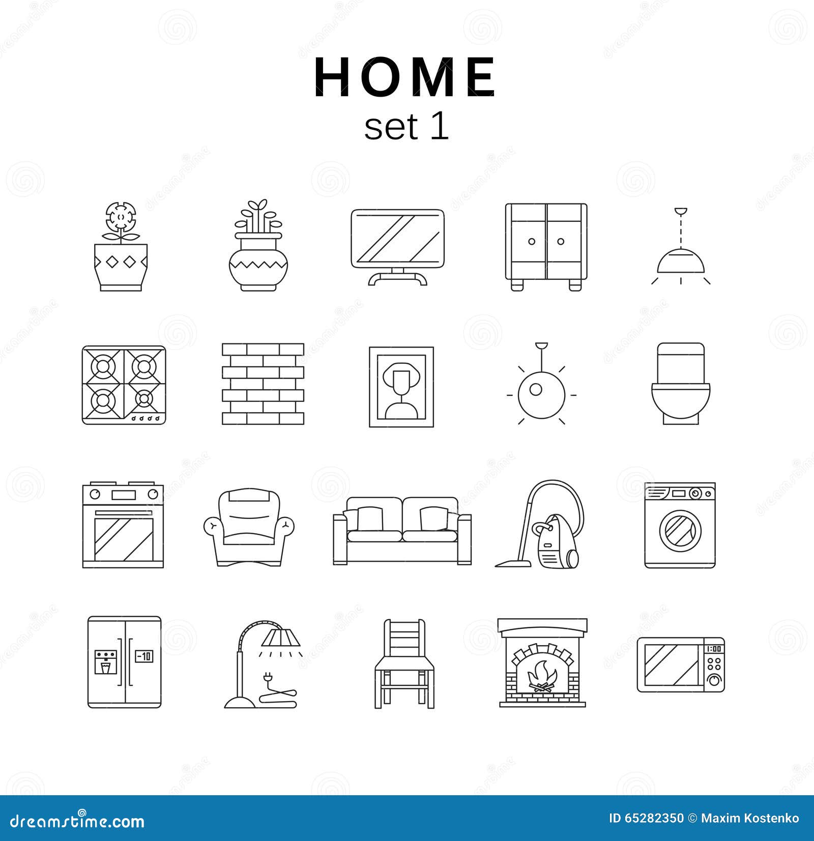 Home Related Icons Set1, Vector Illustration, Line Icons Stock Vector ...