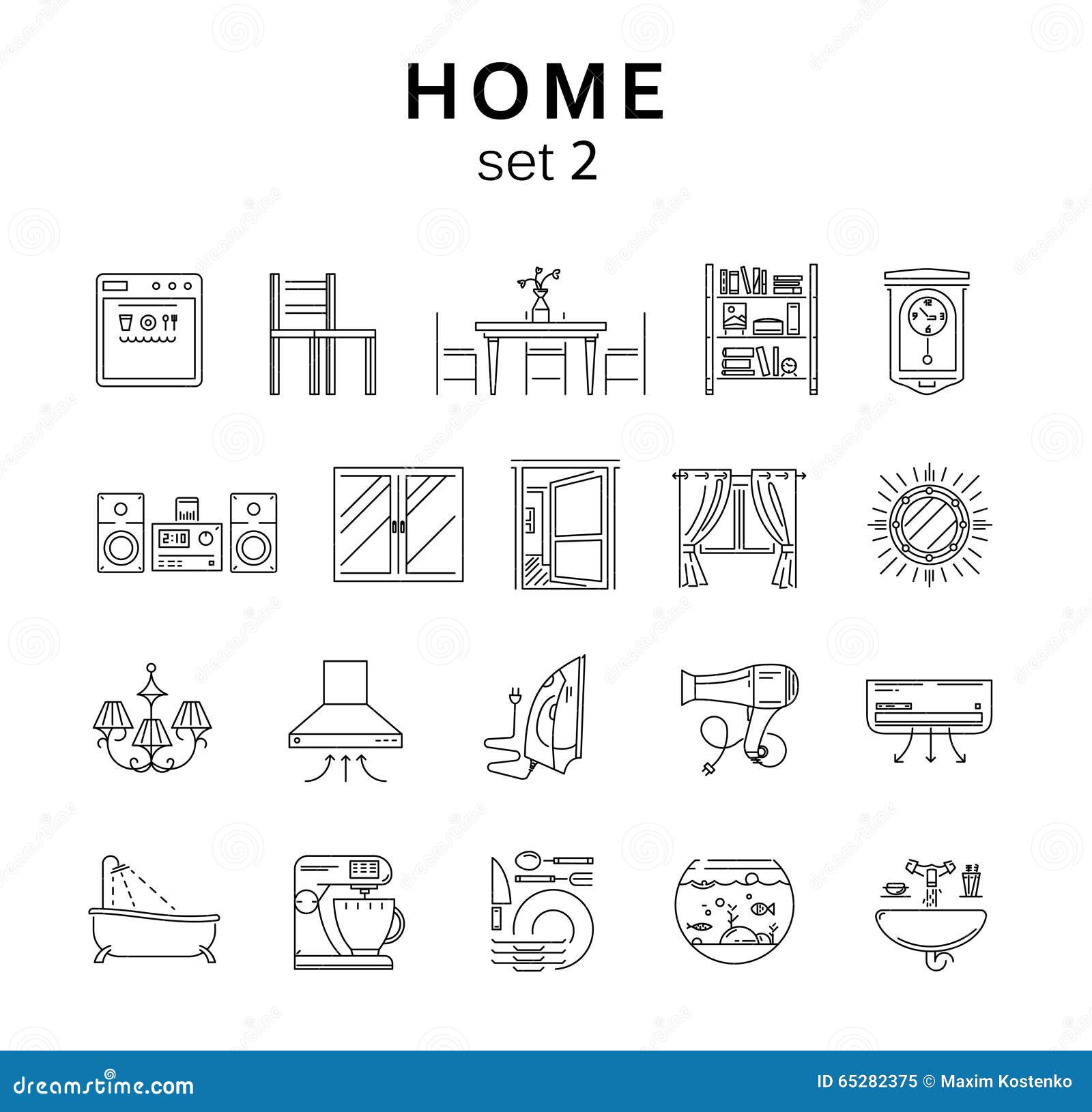 Home Related Icons Set2, Vector Illustration, Line Icons Stock Vector ...
