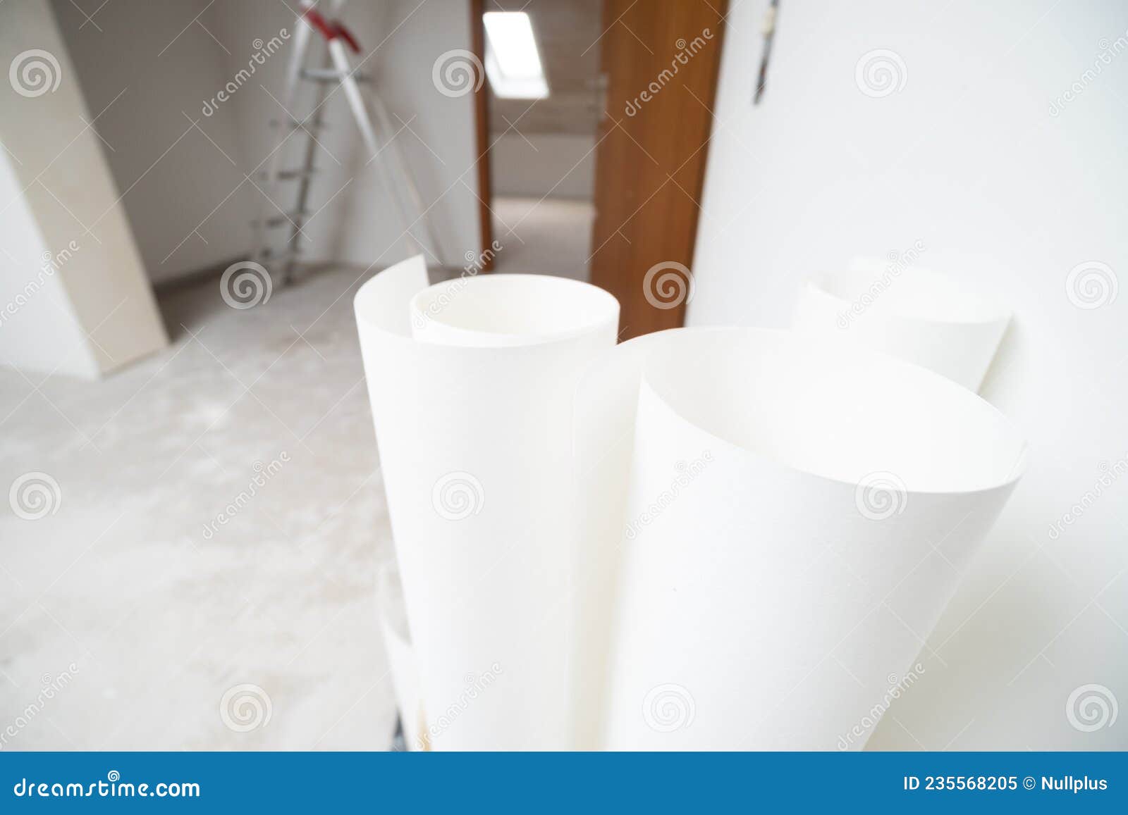 Home Renovation Project, Installing Wallpaper Stock Image - Image of ...