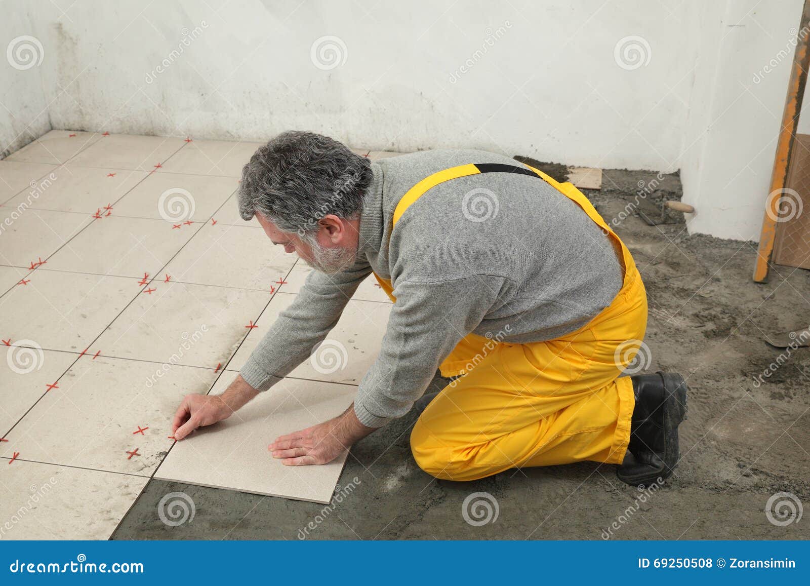 Home Renovation, Worker Placing Tile Stock Photo - Image of masonry ...