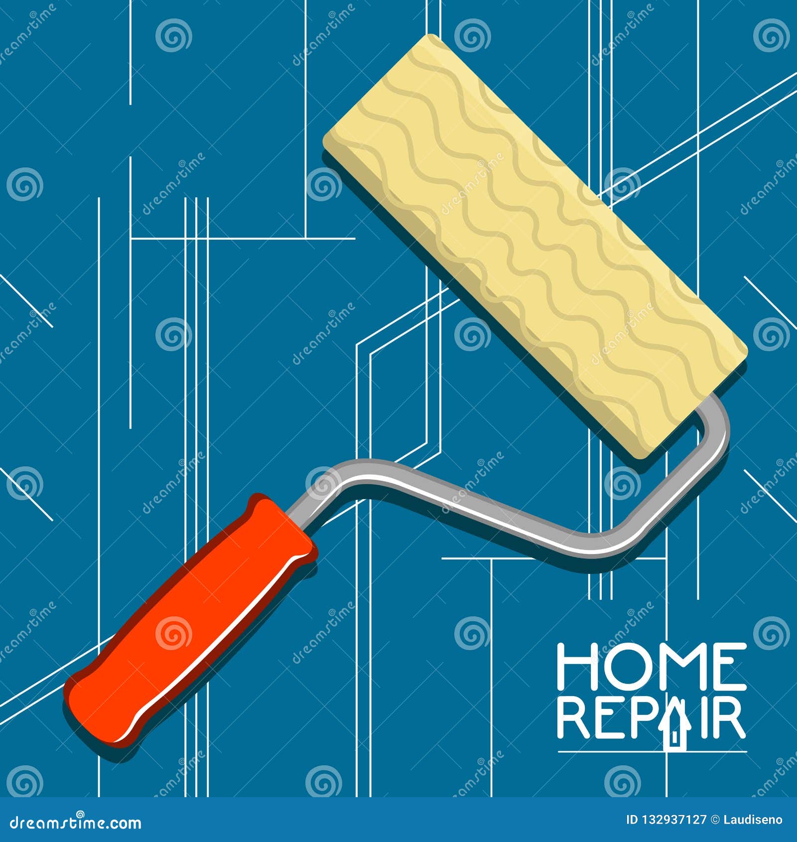 Home Repair Background with Roller and Text Stock Vector - Illustration ...